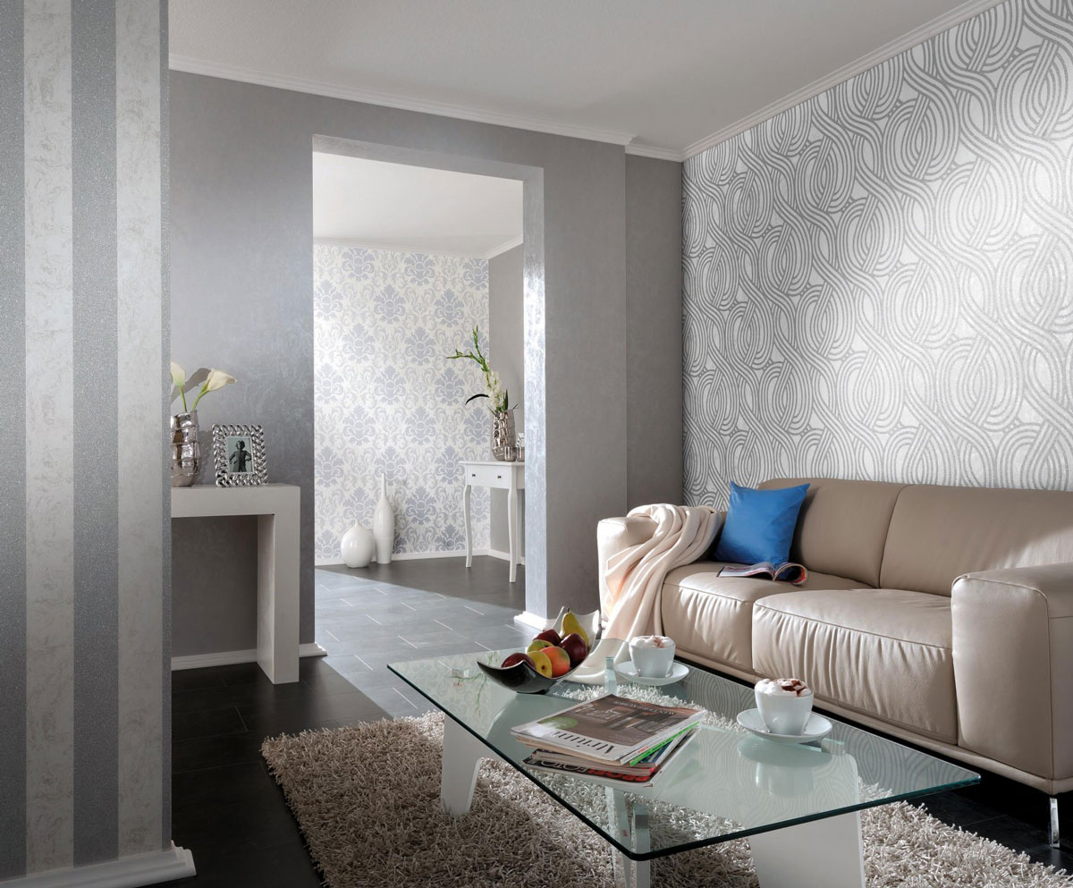 Pareti del soggiorno in color argento: 10 idee e foto