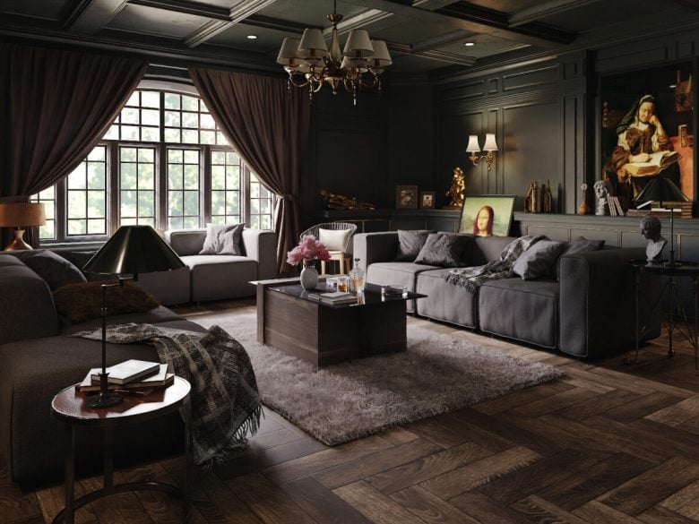 Colori scuri per il soggiorno: 10 idee e foto